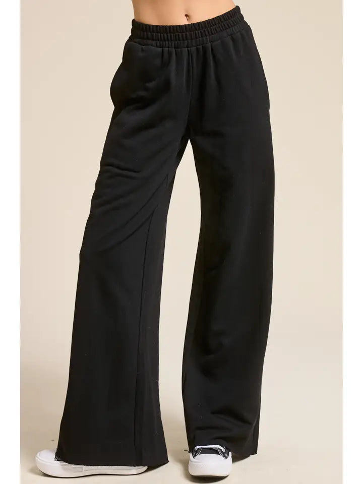 MIMOSA Wide Leg Jogger Sweatpant Black – Bubble Lounge Boutique